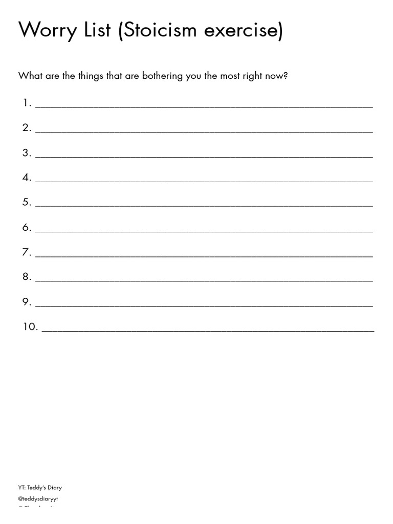 Stoic Worry List Exercise | PDF
