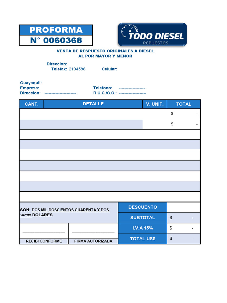 Proformas Variadas 2 | PDF