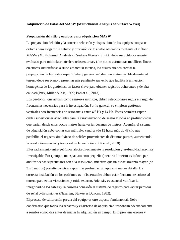 Adquisicion Datos MASW Completo | PDF | Frecuencia | Olas
