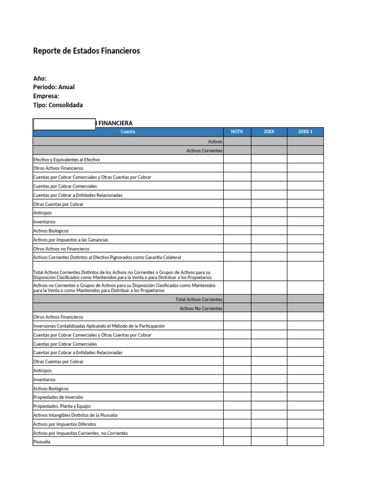 Eeff - Formatos SMV y Otro | PDF | Contabilidad | Estado de resultados