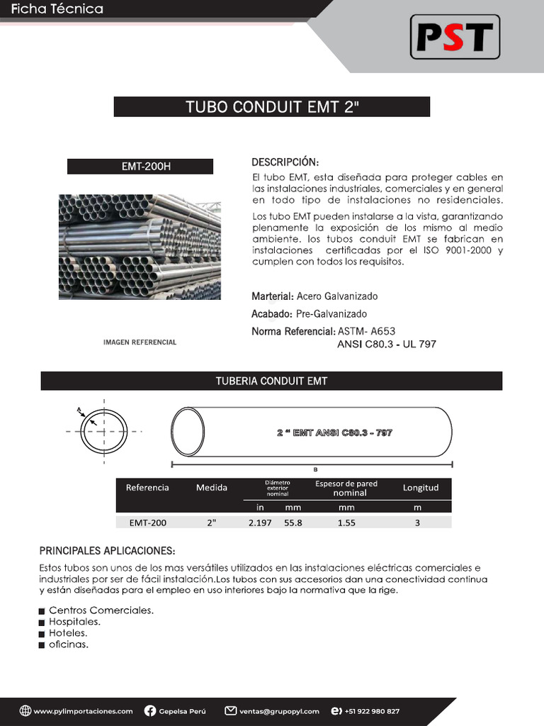 Ficha Emt Pst - 2 Pulg | PDF
