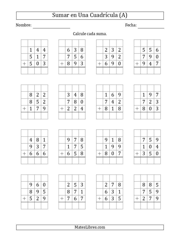 Sumas Restas Multiplicacion y Division | PDF
