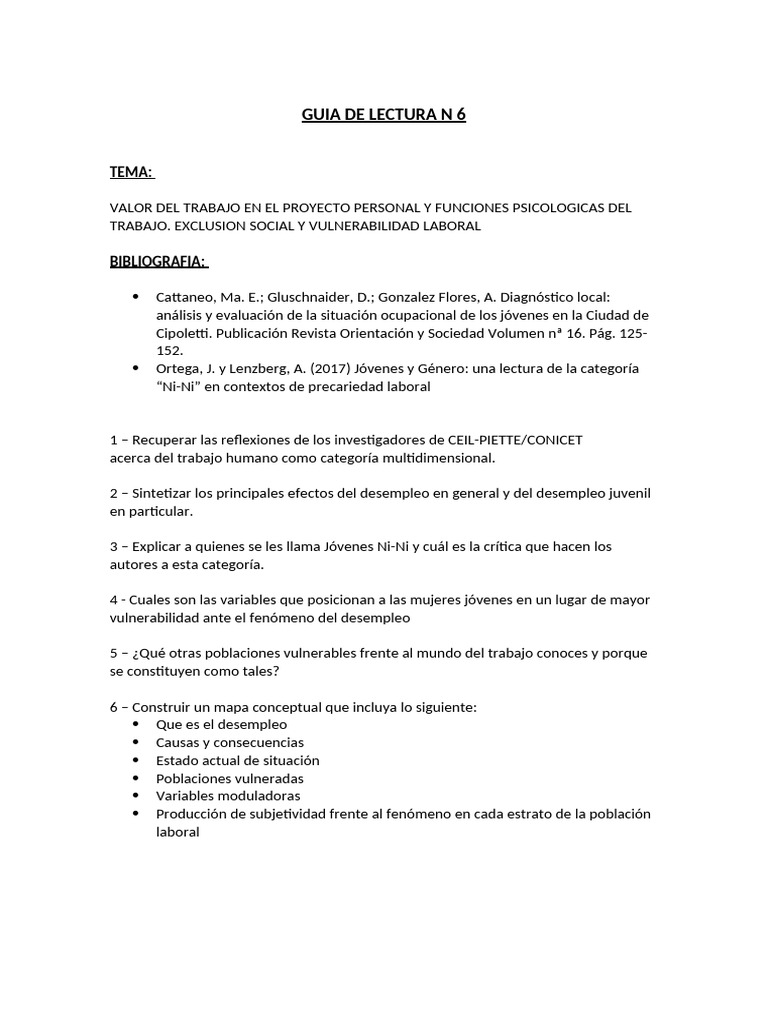 Guia de Lectura N 6 | PDF