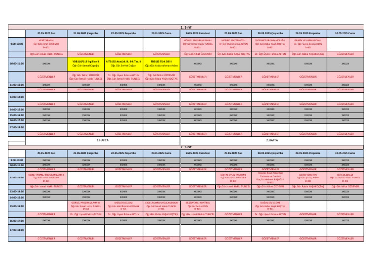 Bilgisayar Yilsonu Sinav Programi 2024-2025 Son | PDF