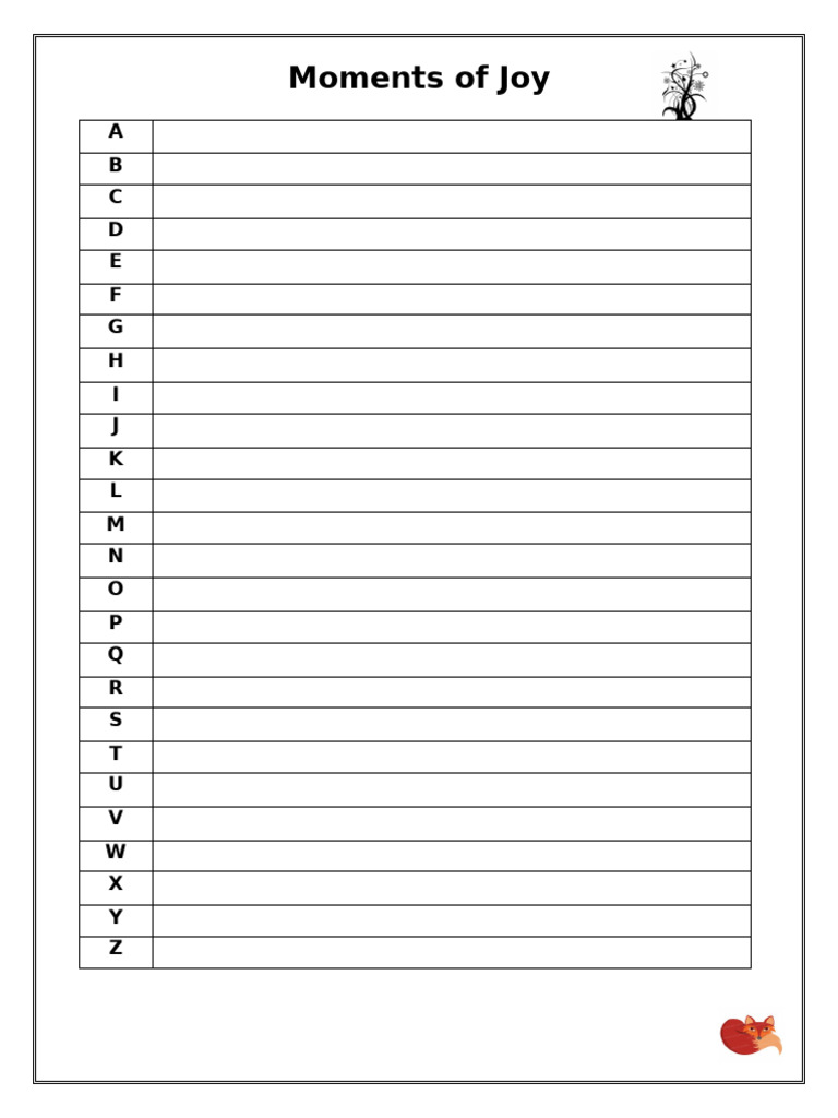 A To Z List Moments of Joy | PDF