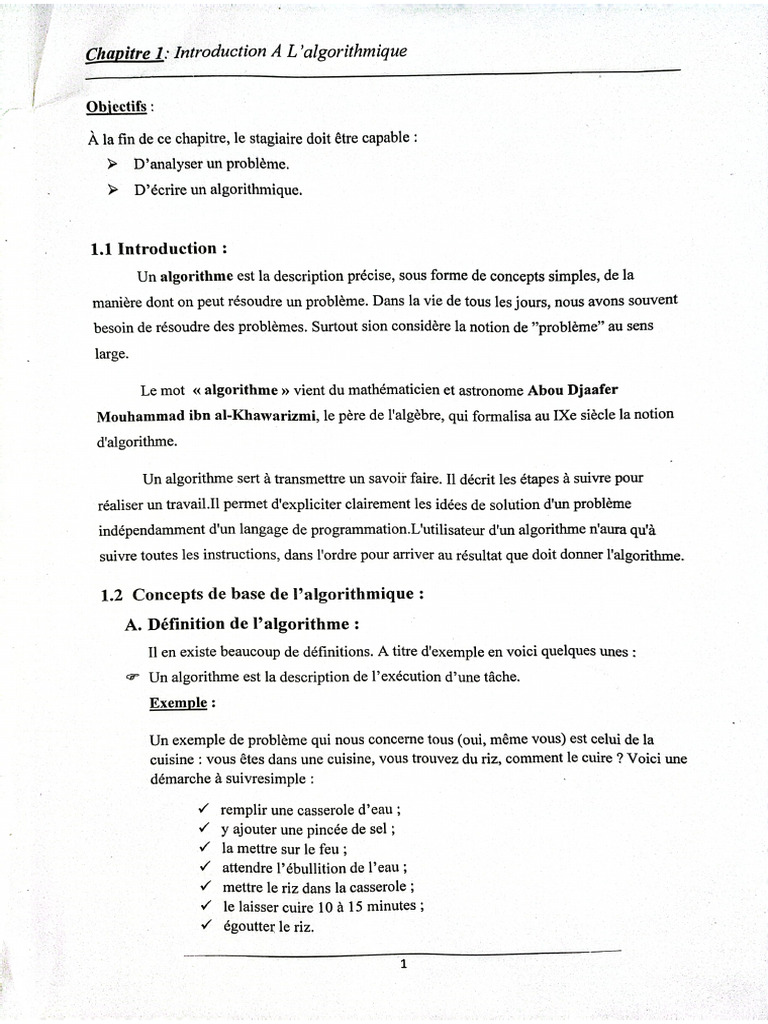 Algorithme-Chapitre01 1 | PDF