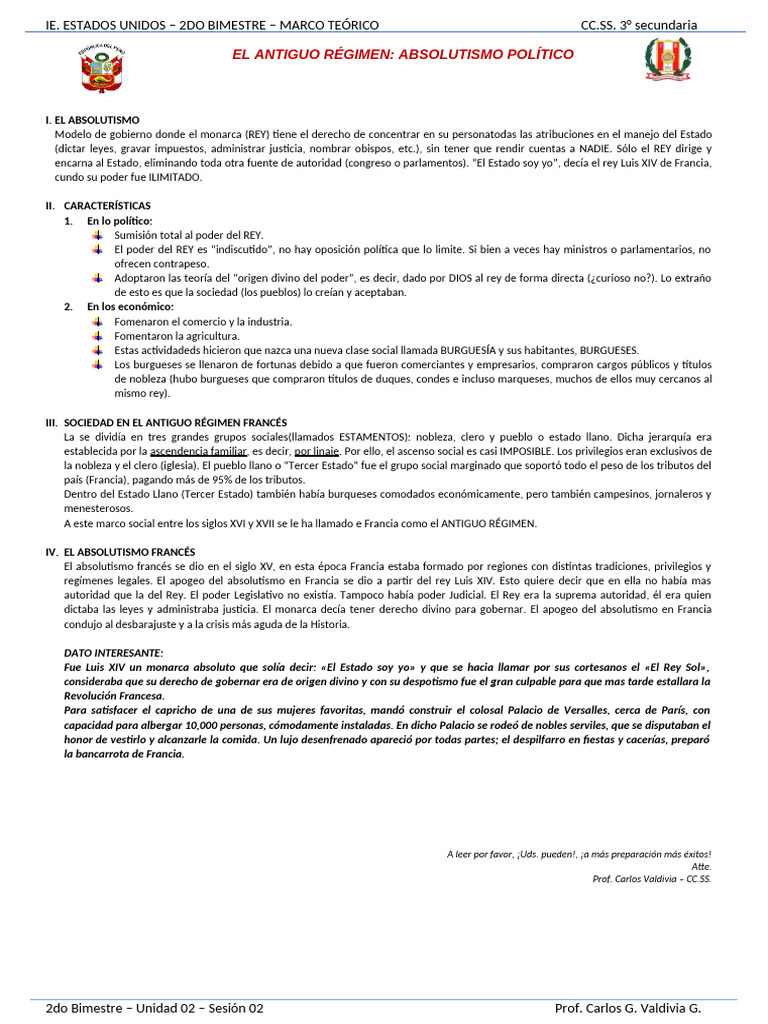 Absolutismo Político en el Antiguo Régimen | PDF | Formas de gobierno