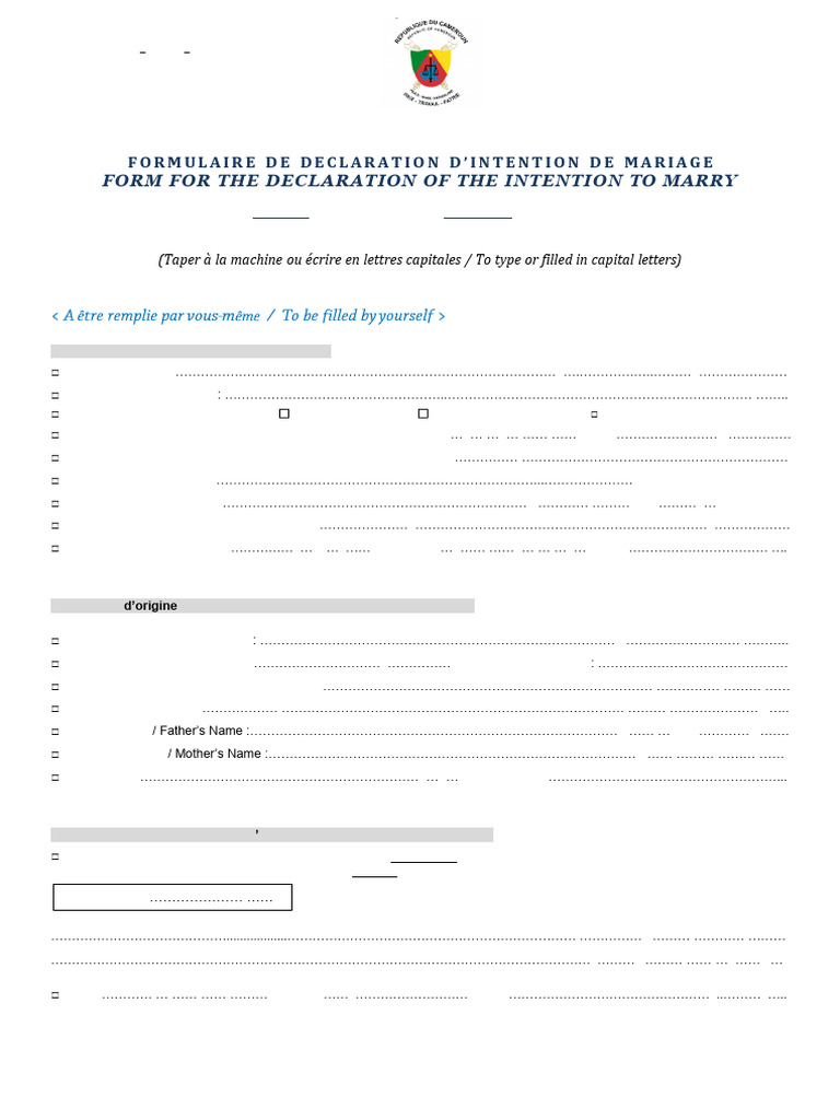 Form-For-The-Declaration For The Intention To Marry-2023 | PDF