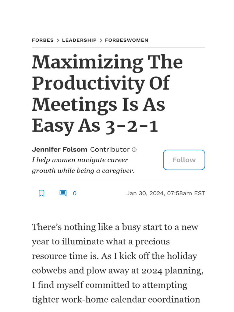 Maximizing The Productivity of Meetings Is As Easy As 3-2-1 | PDF
