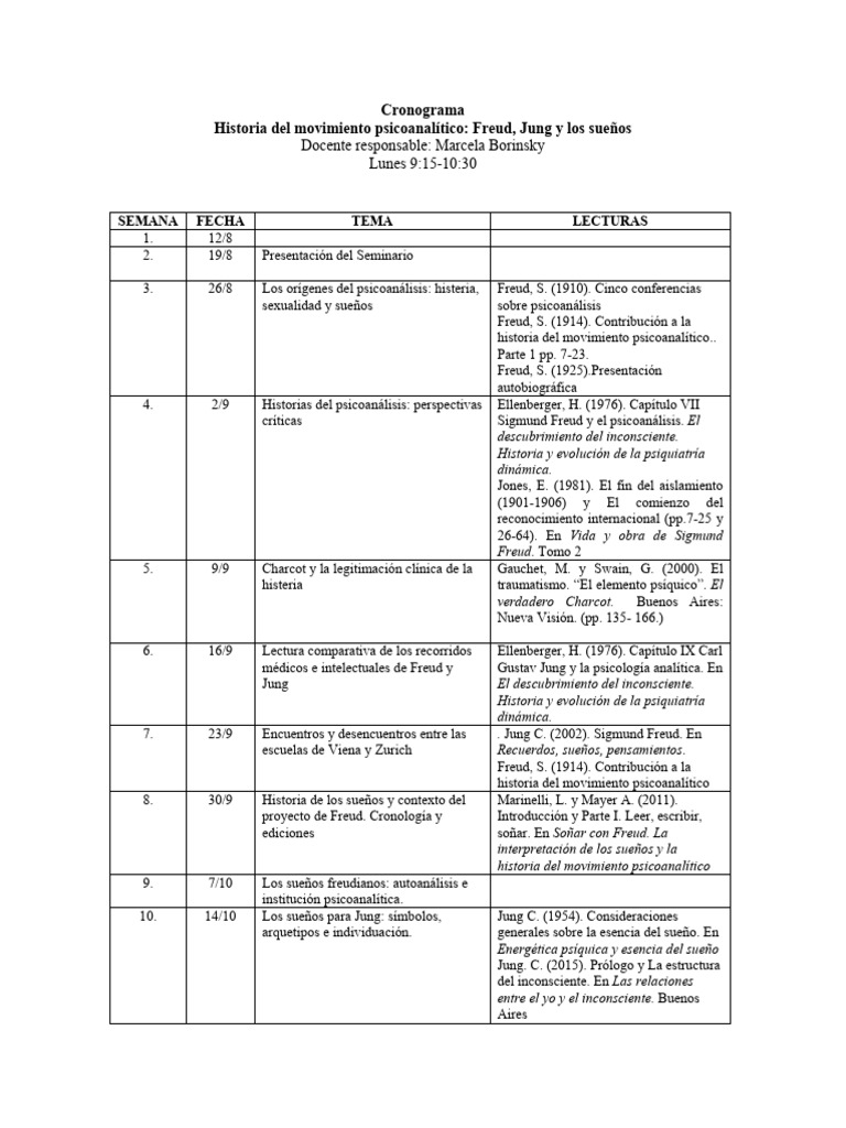 Cronograma_Borinsky_2C2024 SEMI | PDF | Psicoanálisis | Sigmund Freud