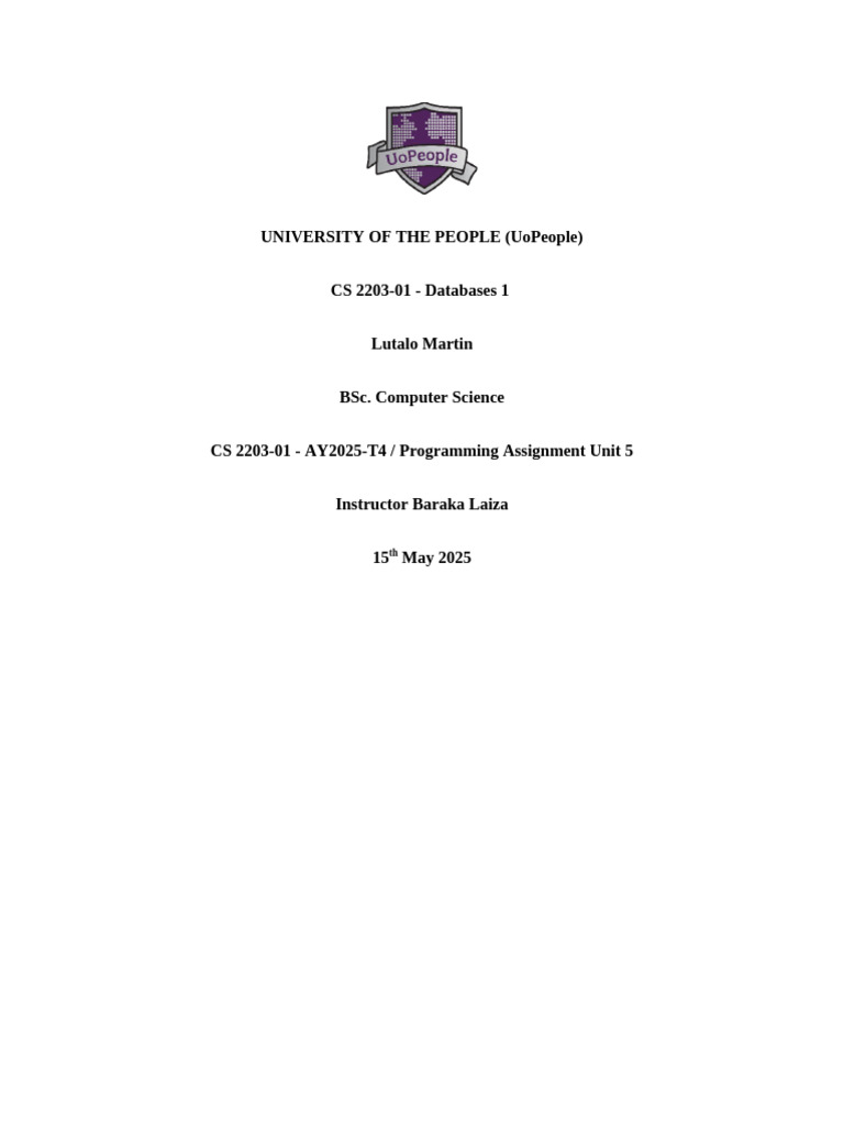 Programming Assignment Unit 5 | PDF | Relational Database | Sql