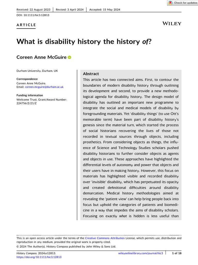 Exploring Modern Disability History | PDF | Disability | Science