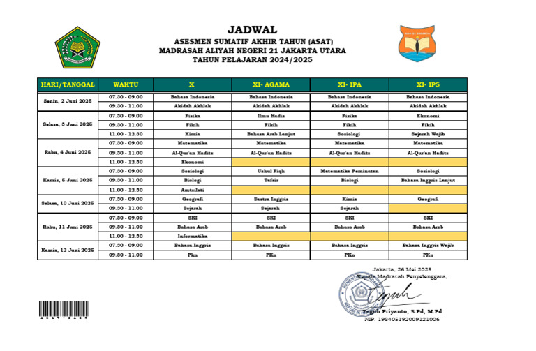Jadwal Asat 2025 | PDF