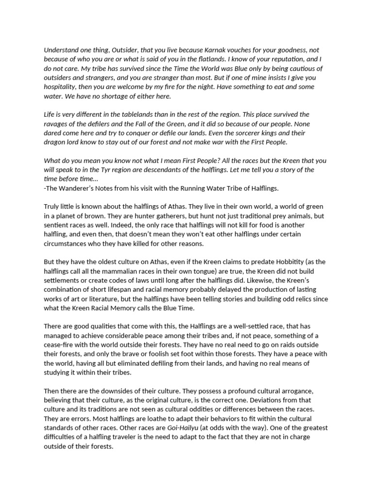 Halfling Culture and Principles on Athas | PDF | Magician (Fantasy ...