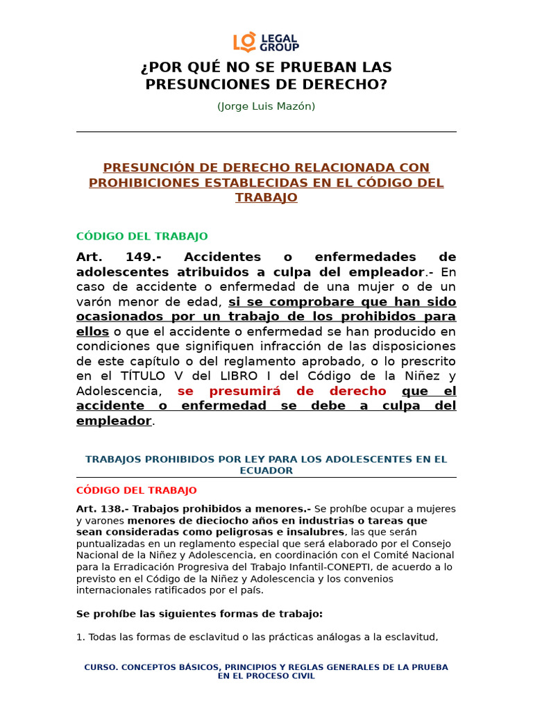 Ejemplos de Presunciones de Derecho | PDF | Esclavitud
