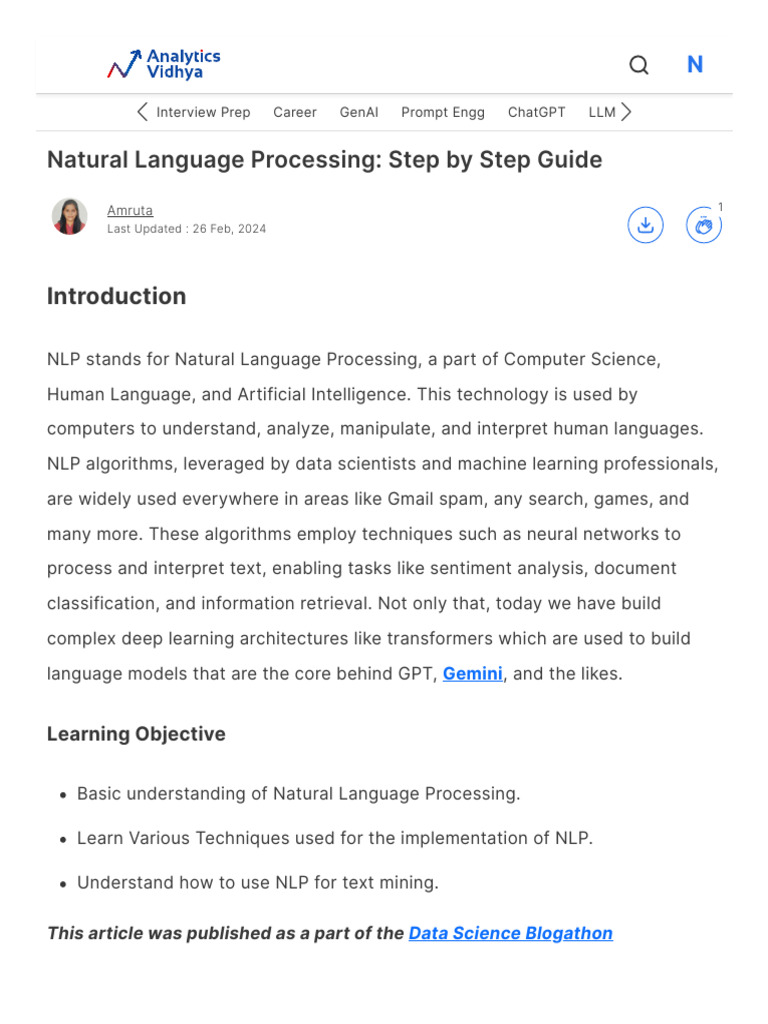 Natural Language Processing - Step by Step Guide - NLP | PDF | Parsing | Artificial Intelligence