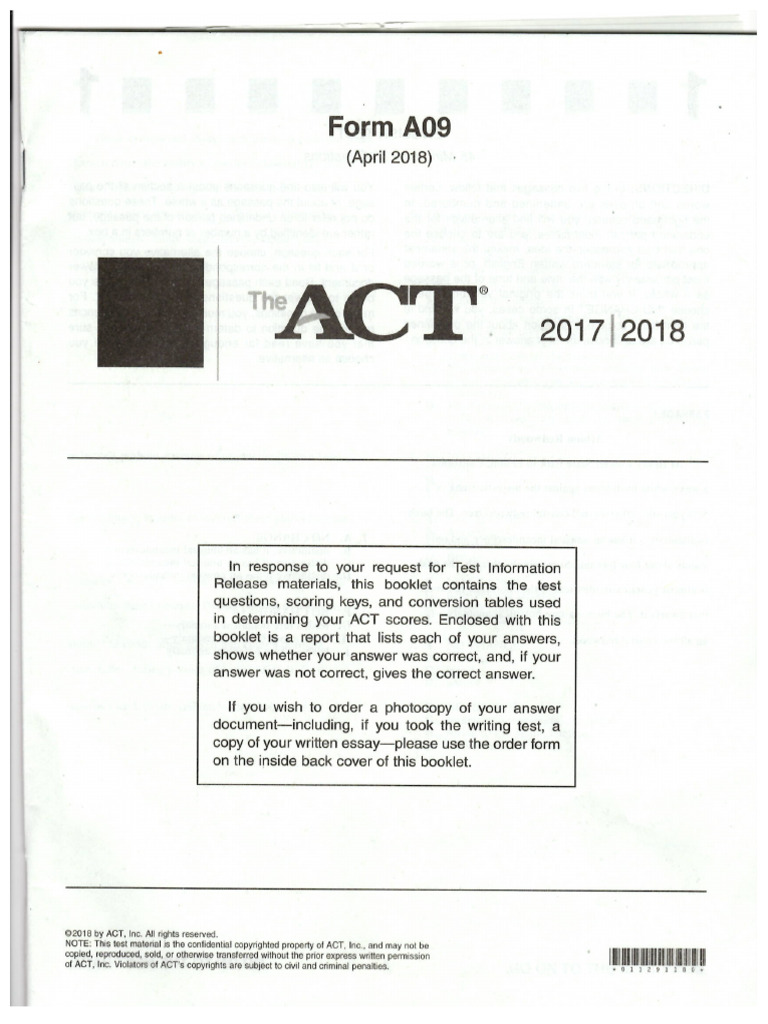 ACT 201804 Form A09 | PDF