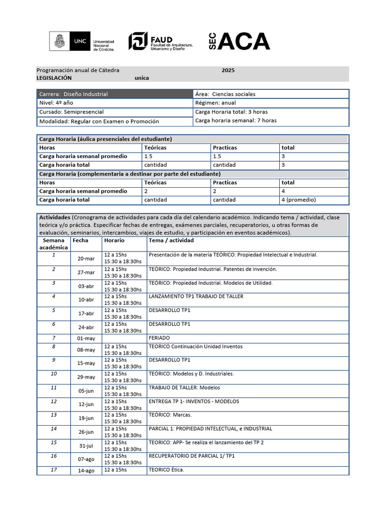 Sacad Faud Programacion Legislacion 2025 | PDF