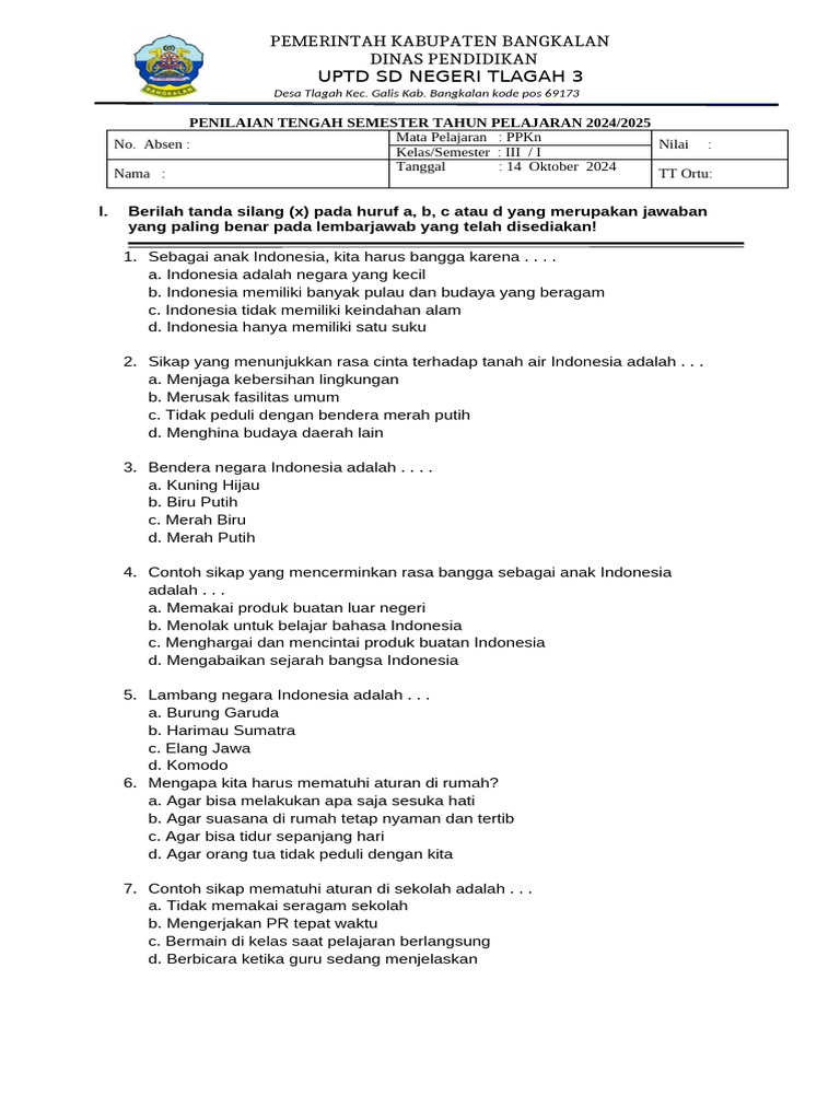 Sts PPKN Kelas 3 | PDF