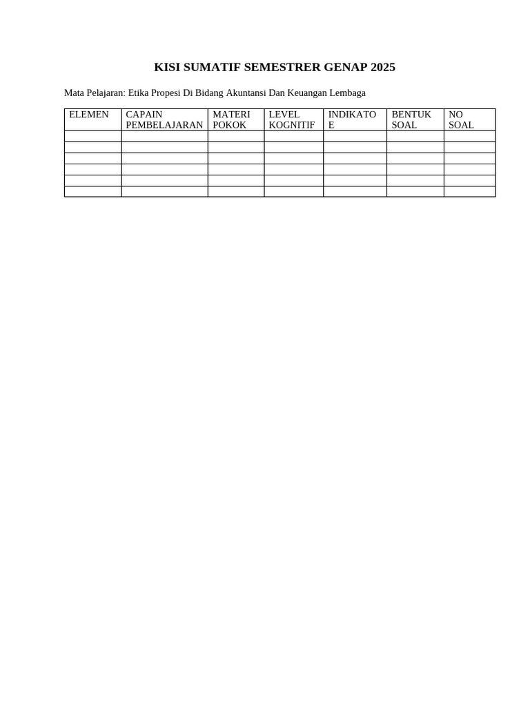 Kisi Sumatif Semestrer Genap 2025 | PDF