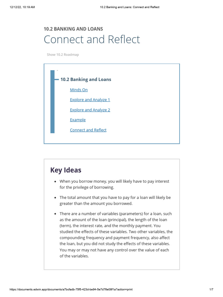 10.2 Connect and Reflect | PDF | Interest | Loans