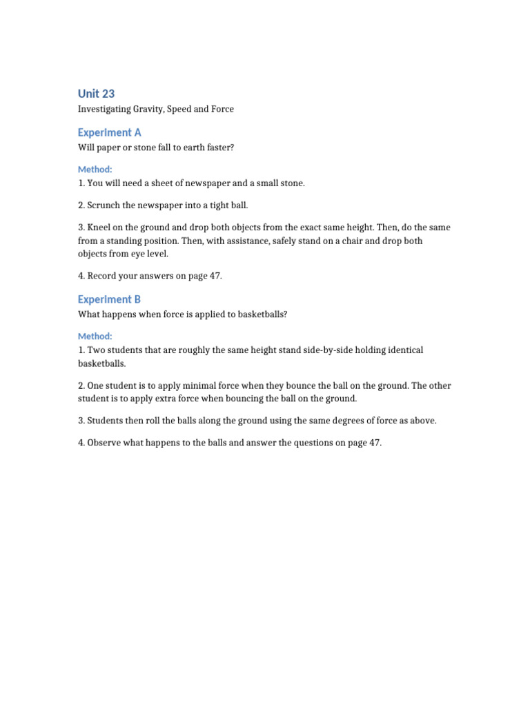 Investigating Gravity Speed and Force | PDF