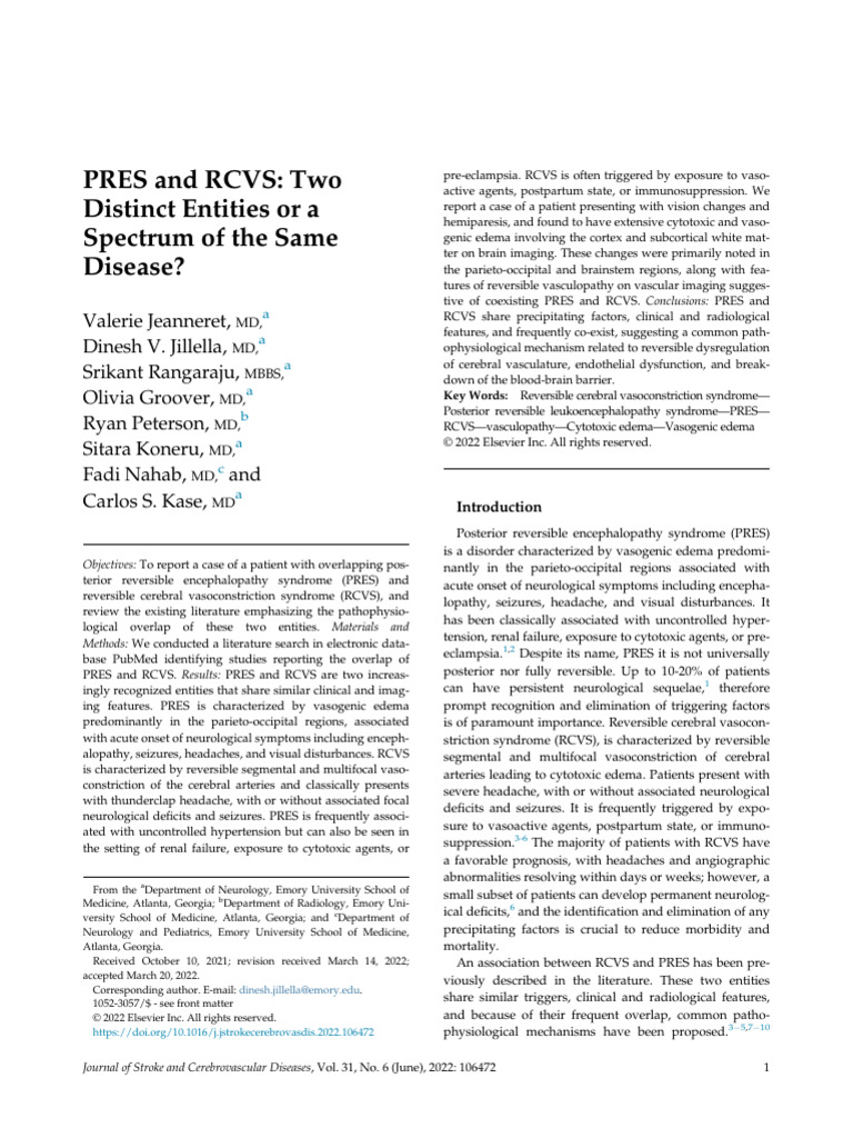 2022-Pres and Rcvs | PDF | Diseases And Disorders | Clinical Medicine