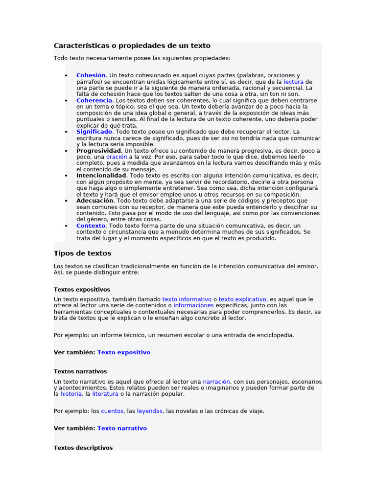 Características de los textos escritos | PDF | Narración | Escritura