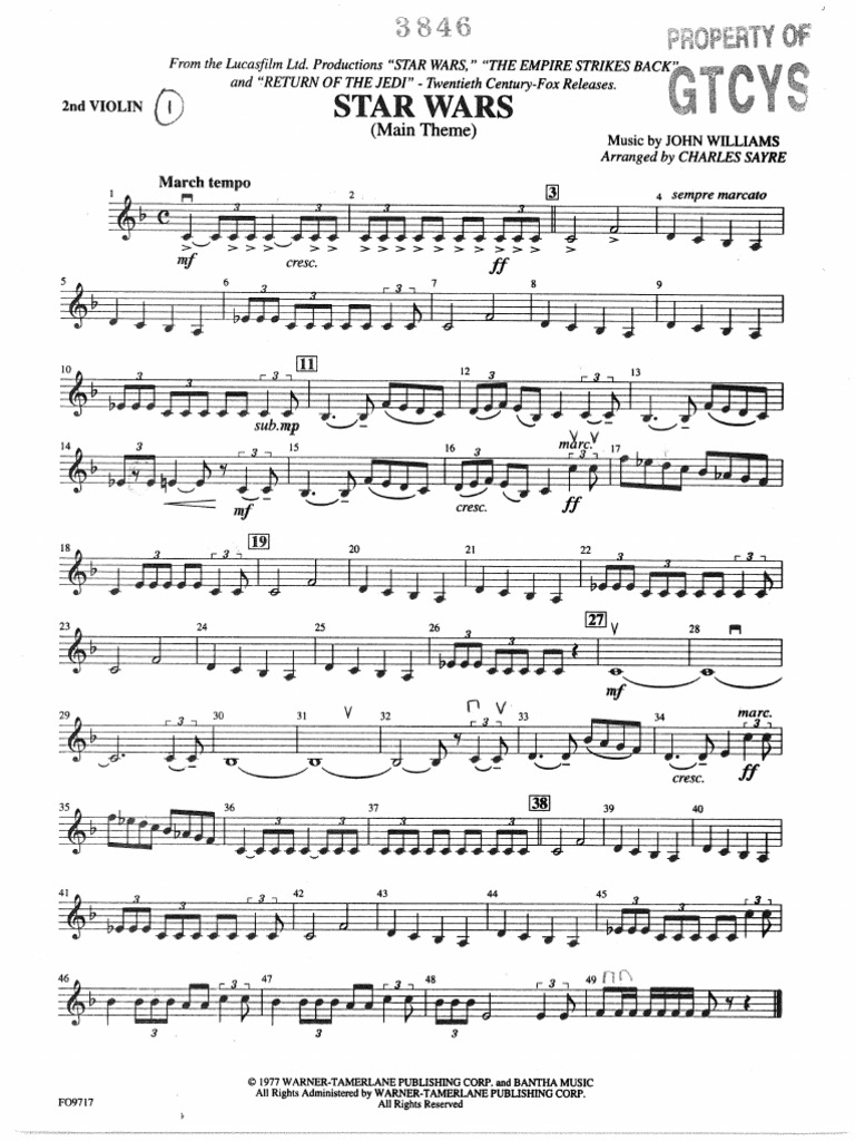 WILLIAMS-Sayre - Star Wars Theme - Violin 2 (2018) | PDF