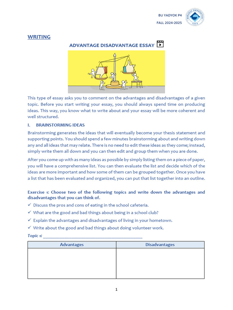 The ESSAY IV Advantage and Disadvantage Essay | PDF | Essays | Brainstorming