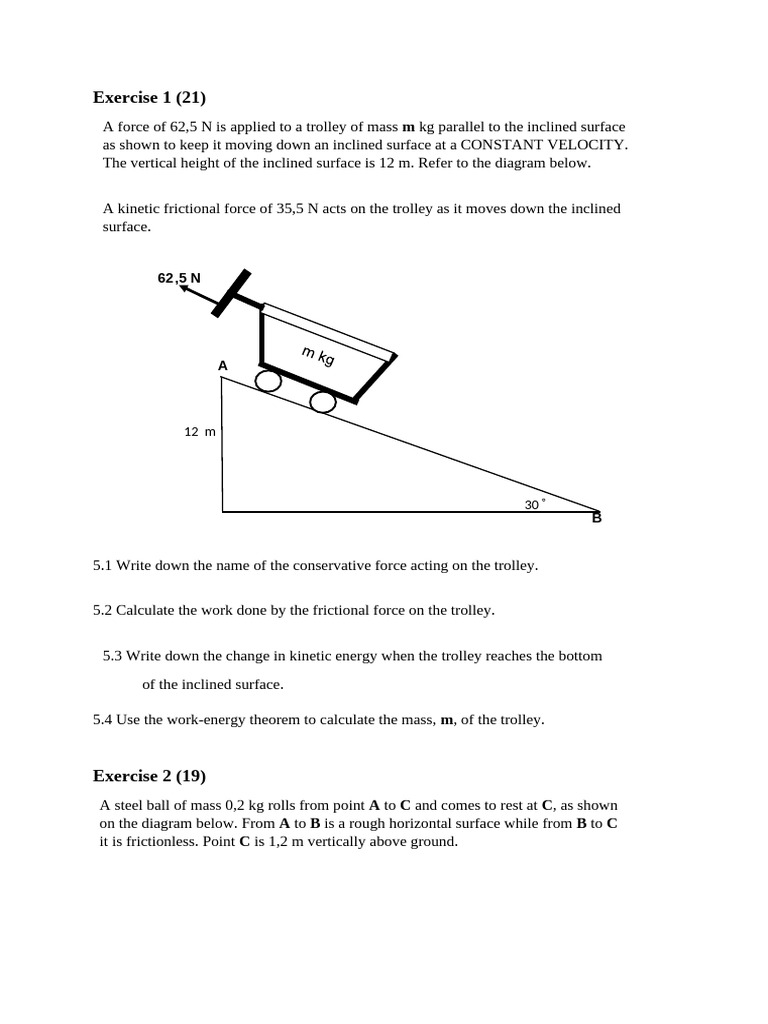Work, Energy and Power Practice Problems | PDF | Force | Friction