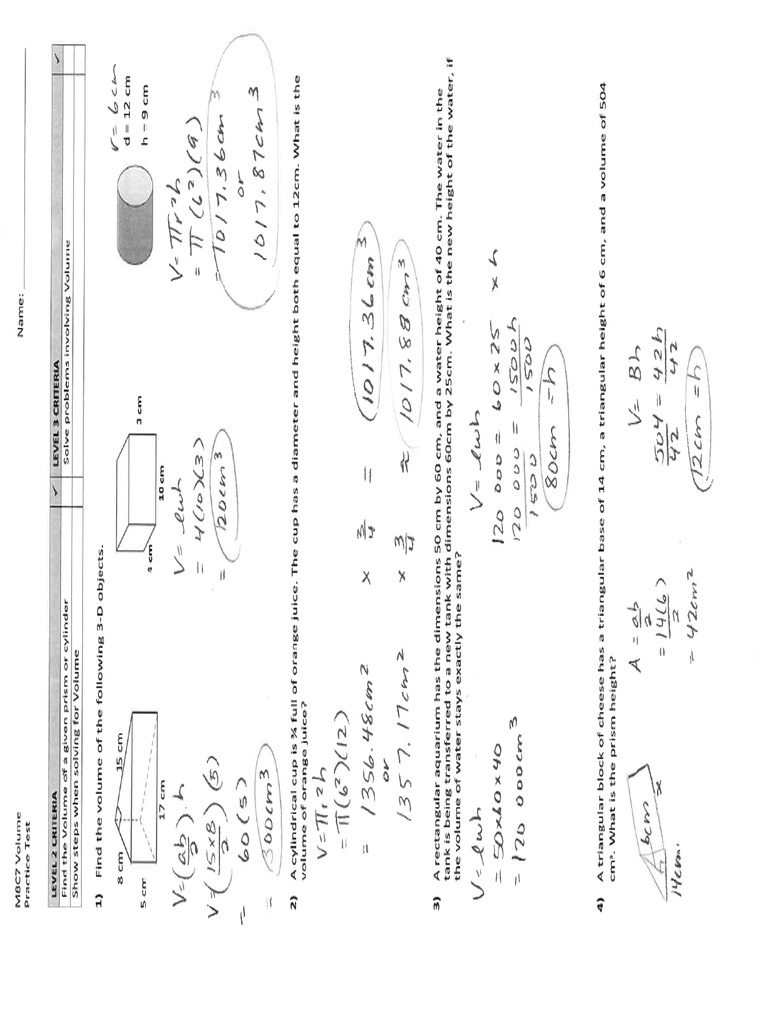 Practice Test Answer Key | PDF