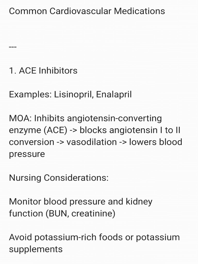 Common Cardiovascular Meds by Class - 250603 - 205908 | PDF