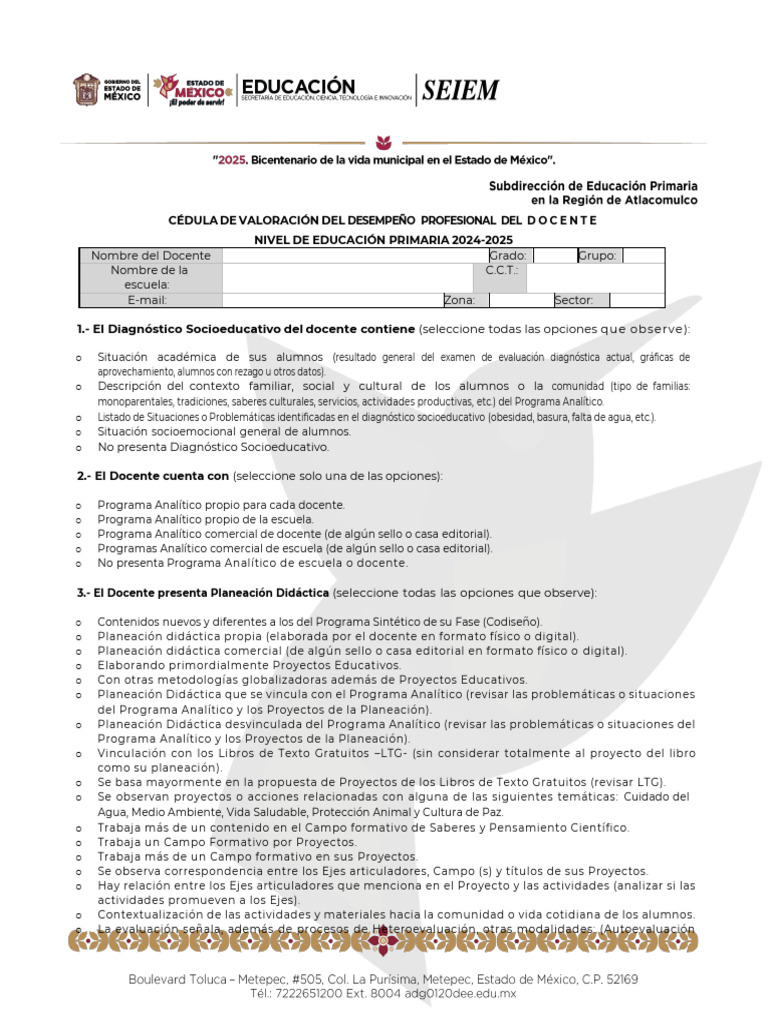 Cedulas Docente Final 2024 - 2025 | PDF | Maestros | Evaluación
