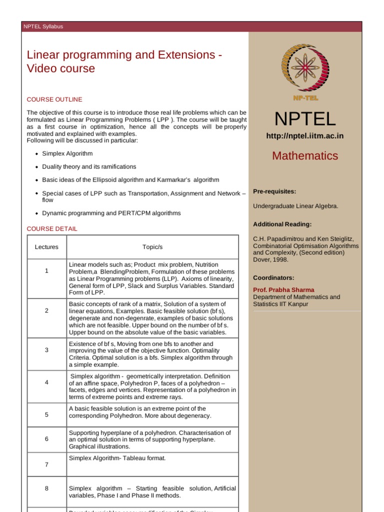 Operation Research Syllabus | PDF | Linear Programming | Mathematical Optimization