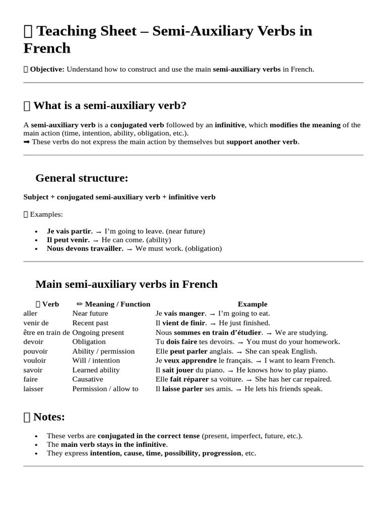 Semi Auxiliaire Anglais | PDF
