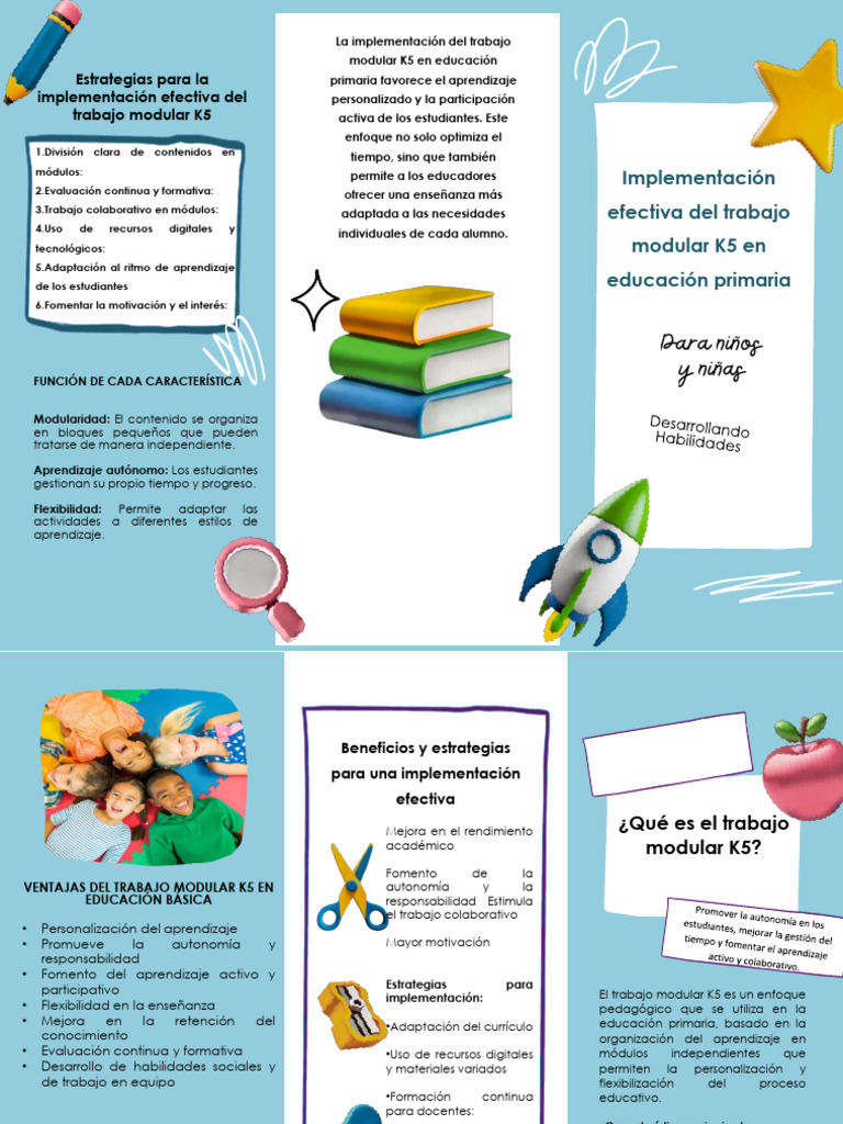 Triptico Escolar Creativo | PDF | Enseñando | Educación primaria