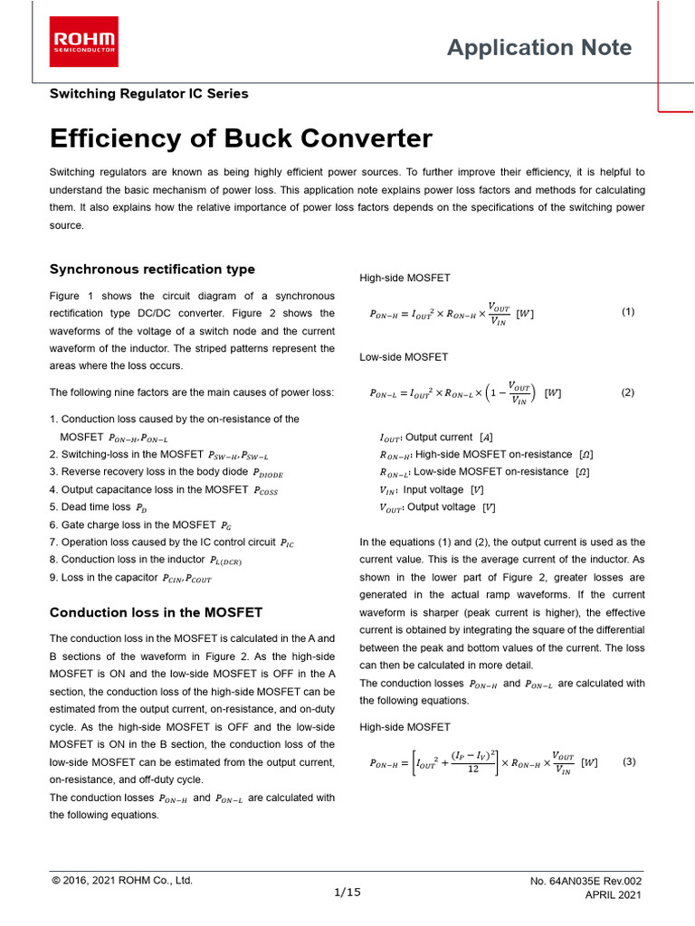 Buck Converter Efficiency Analysis | PDF | Mosfet | Rectifier
