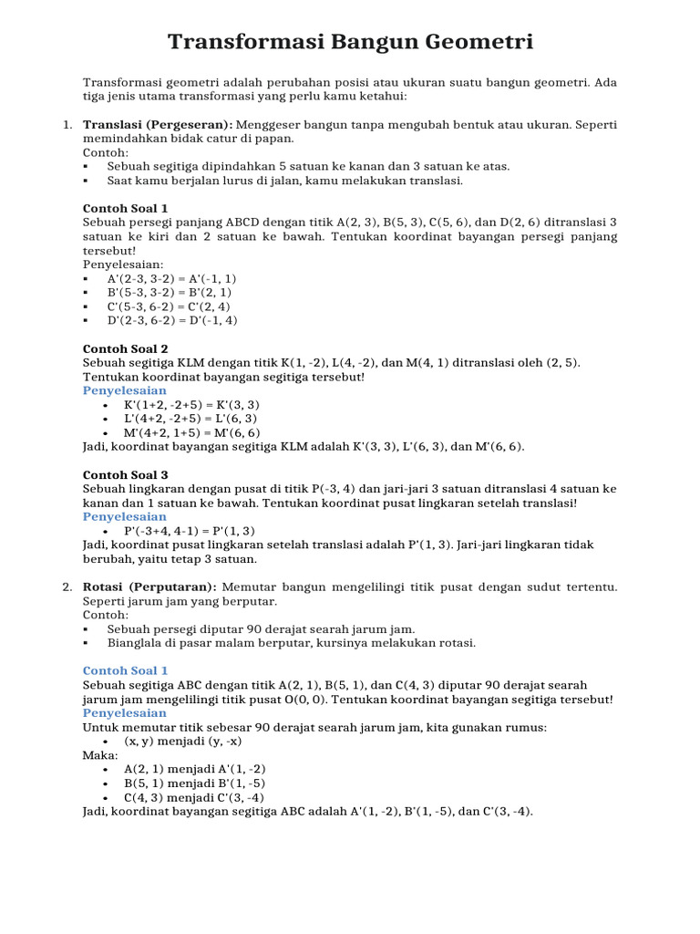 Transformasi Bangun Geometri | PDF