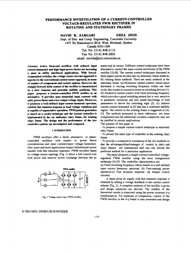 Performance Investigation of A Current-Controlled Voltageregulated PWM ...