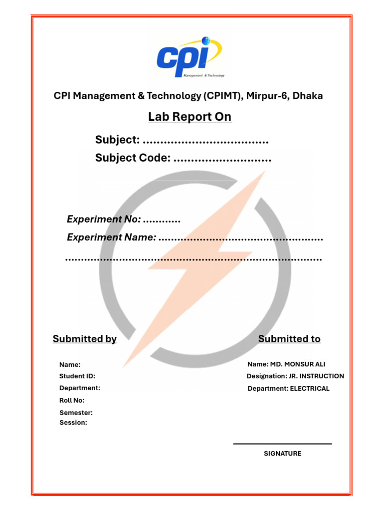Lab Report On: Subject: .................................... Subject Code ...