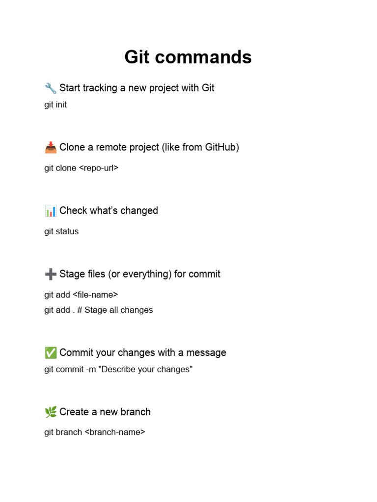 Git Commands: Start Tracking A New Project With Git | PDF
