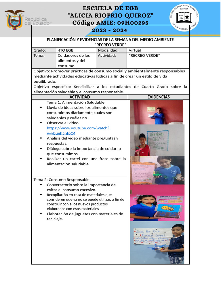Recreo Verde 4to Egb | PDF