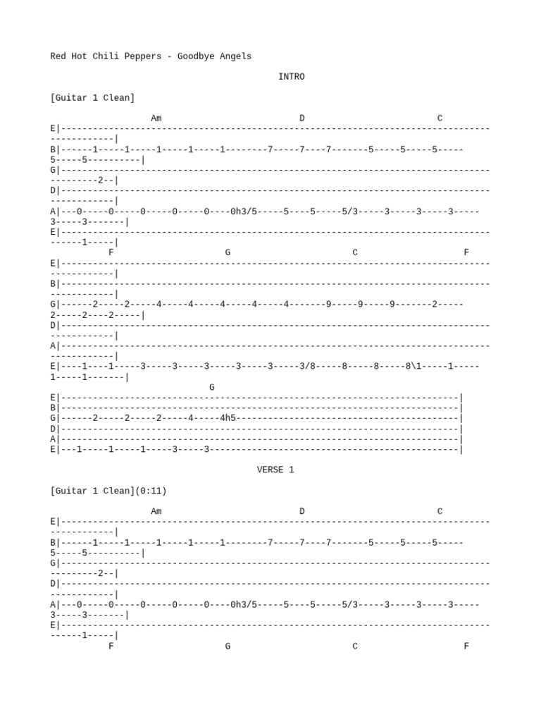 Red Hot Chili Peppers - Goodbye Angels | PDF | Song Structure | Musicology