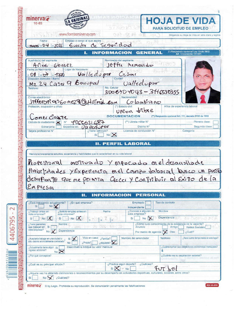 Hoja de Vida Jeffer | PDF