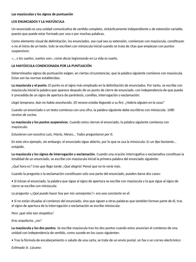 Uso de mayúsculas y puntuación | PDF | Puntuación | Notación