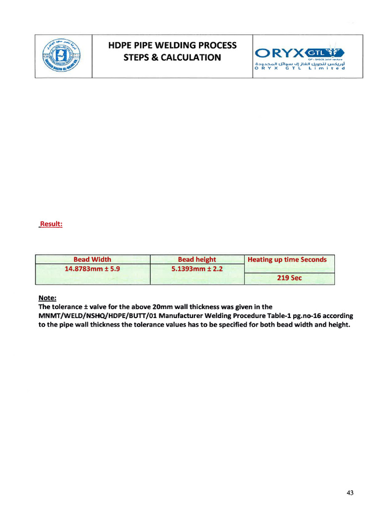 Butt Fusion Welding Procedure & Qualification of Hdpe Pipe 43 | PDF