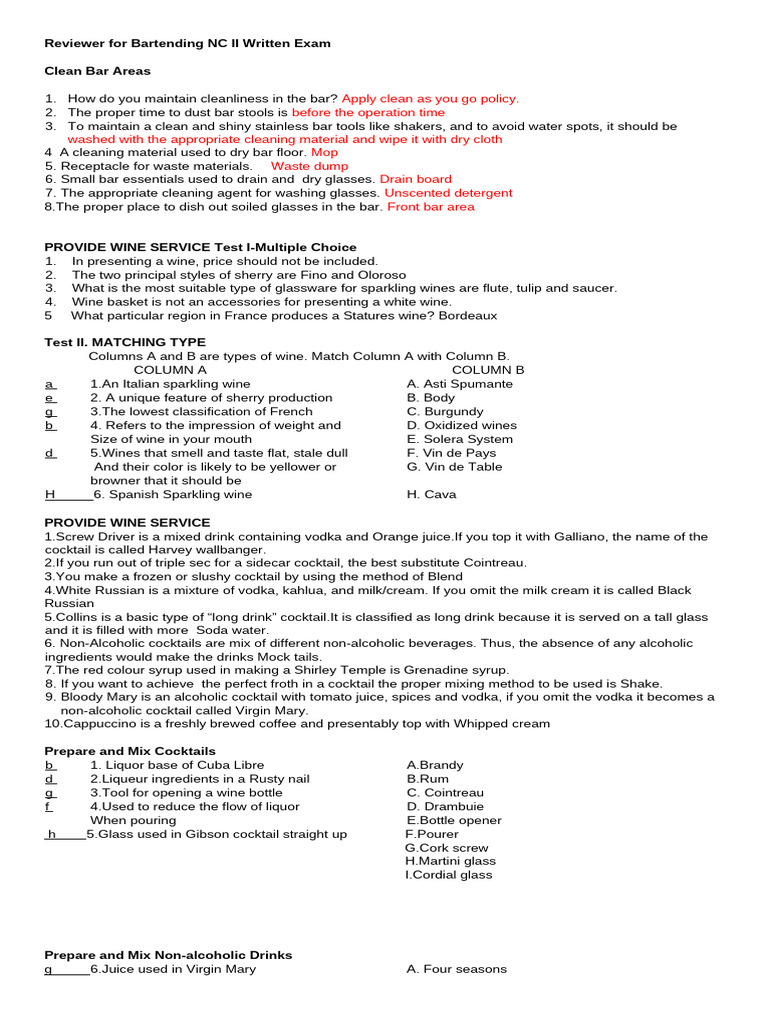 Bar-Written-Exam-Reviewer-2023 ANSWER KEY | PDF | Drink | Cocktails