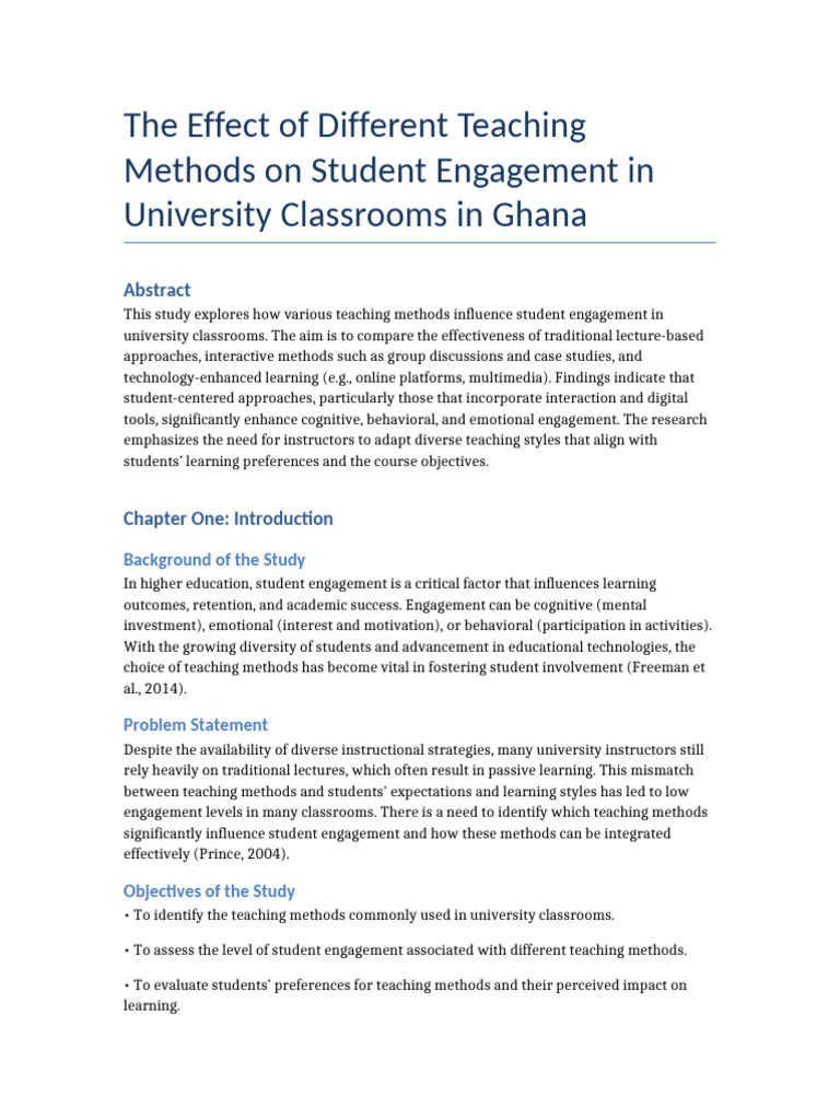 Teaching Methods Student Engagement | PDF | Teaching Method | Learning