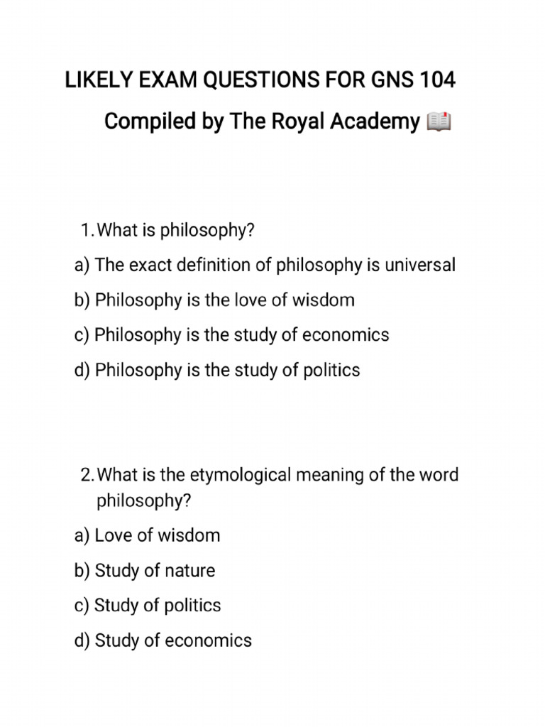 Likely Gns 104 Exam Questions | PDF